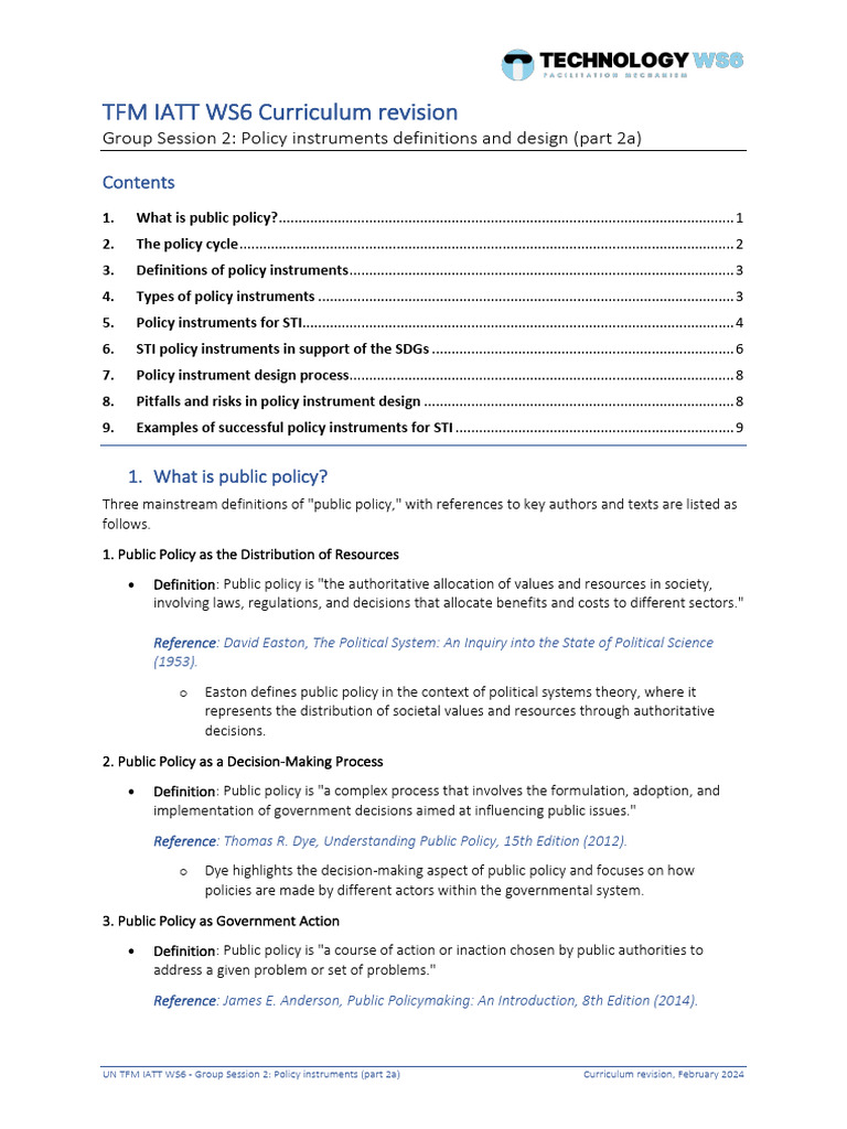 (Report) WS6 Curriculum Revision Group Session 2 Policy Instruments Part 2a v4.0 | PDF | Policy ...