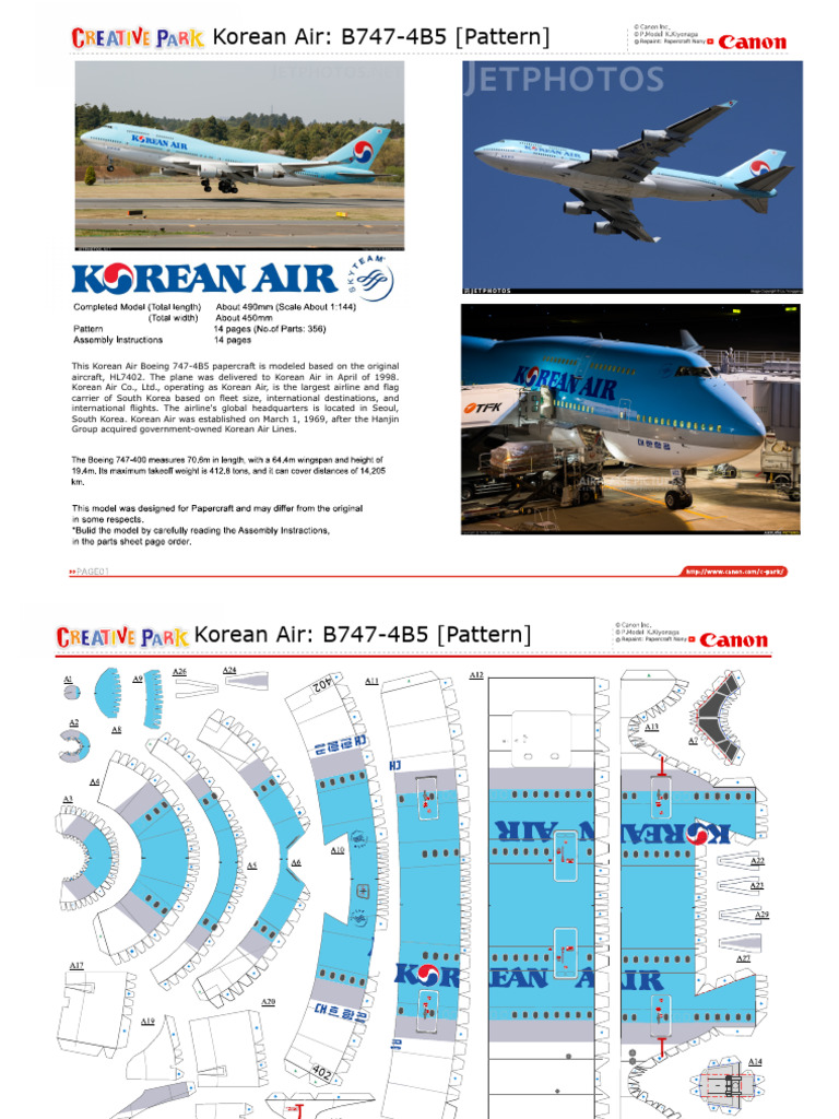 Korean Air B747-4B5 Papercraft | PDF