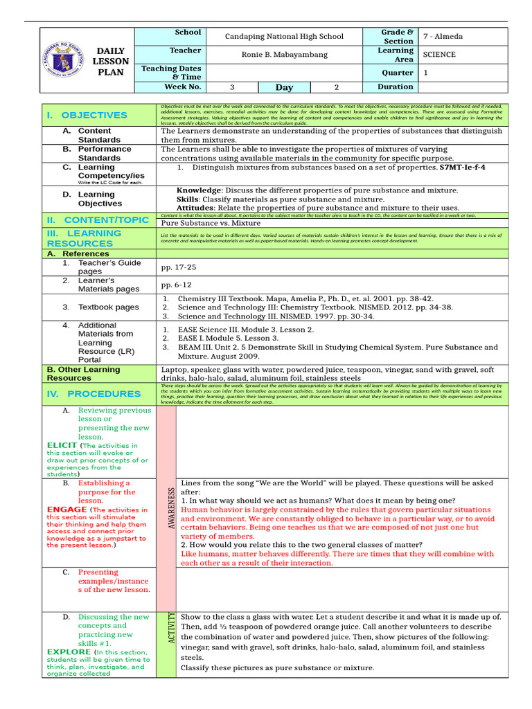 Science 7 DLP Q1W3D2 | PDF | Learning | Cognitive Science