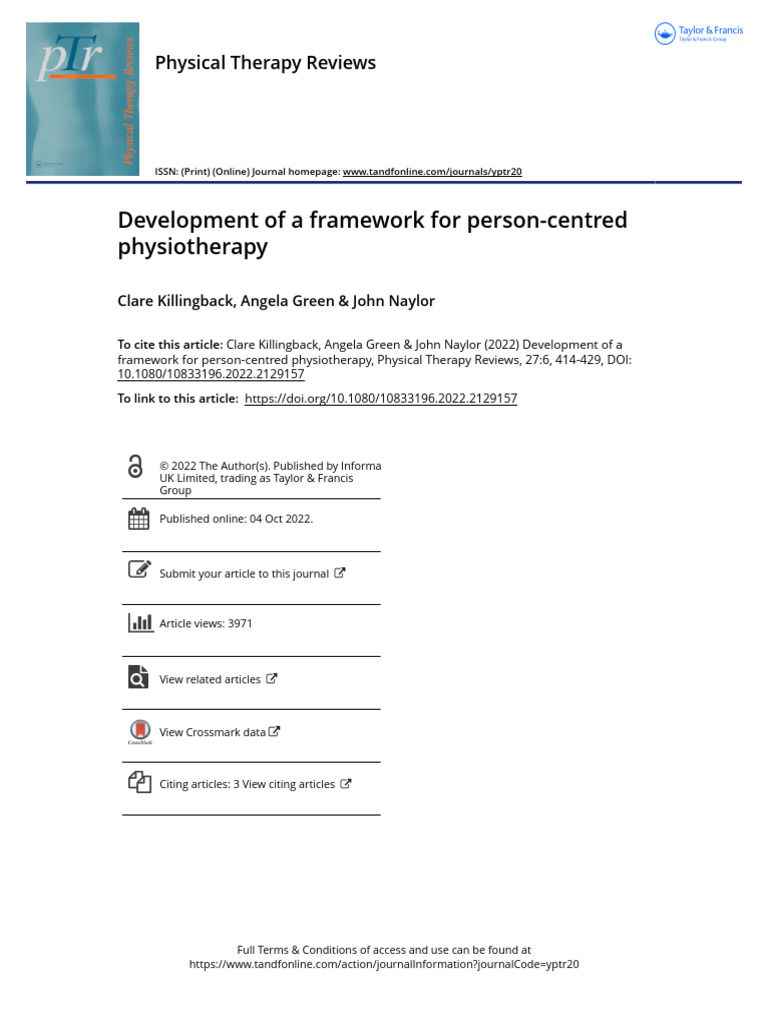Development of A Framework For Person-Centred Physiotherapy | PDF ...