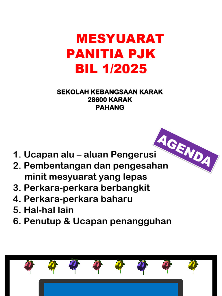 MESYUARAT PANITIA PJK BIL 1 2025 | PDF