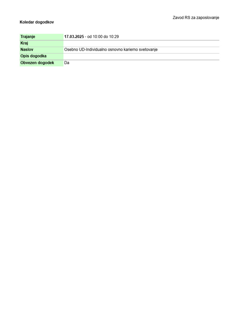 Koledar Dogodkov | PDF