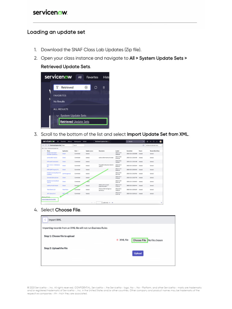 Loading Update Sets in ServiceNow | PDF