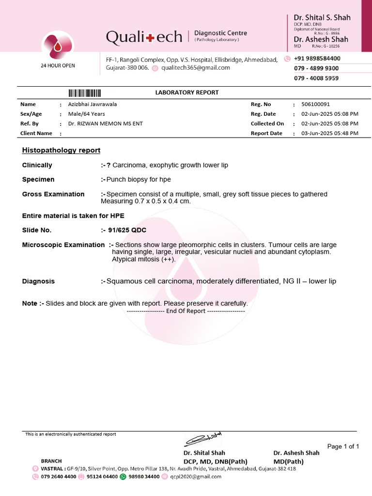 Histopathology Report | PDF