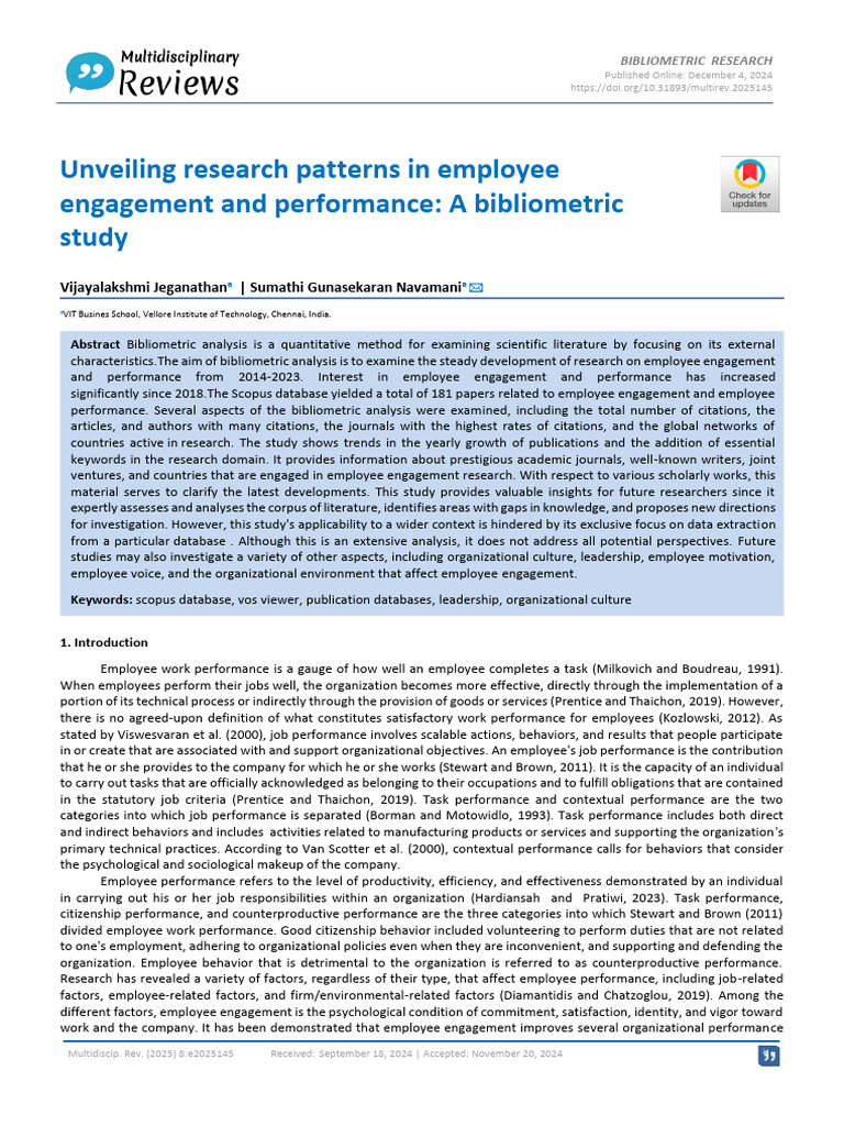 Unveiling Research Patterns in Employee Engagement and Performance ...