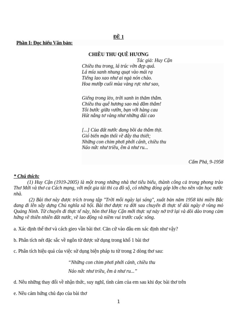 Văn 9-Ôn Ktra Gi A Kì I | PDF