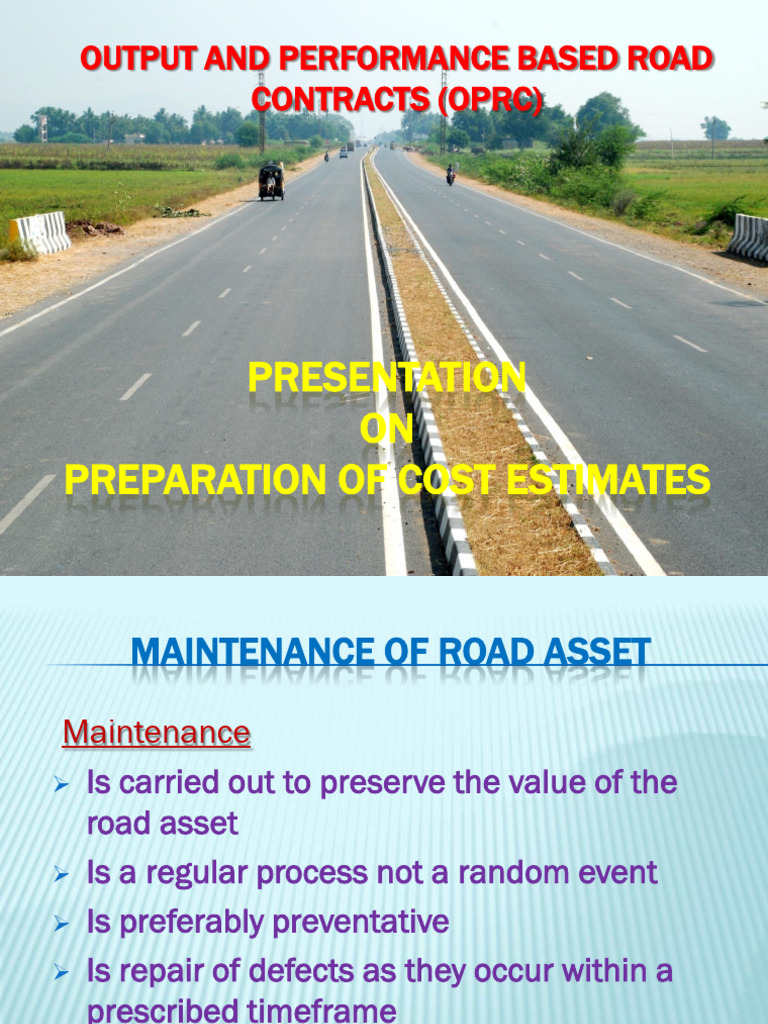 OPRC Road Maintenance Cost Estimation | PDF | Road | Road Surface