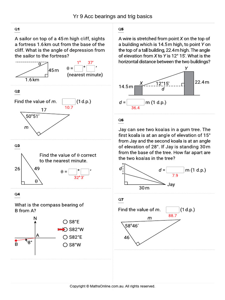 Trig Revision Answers | PDF
