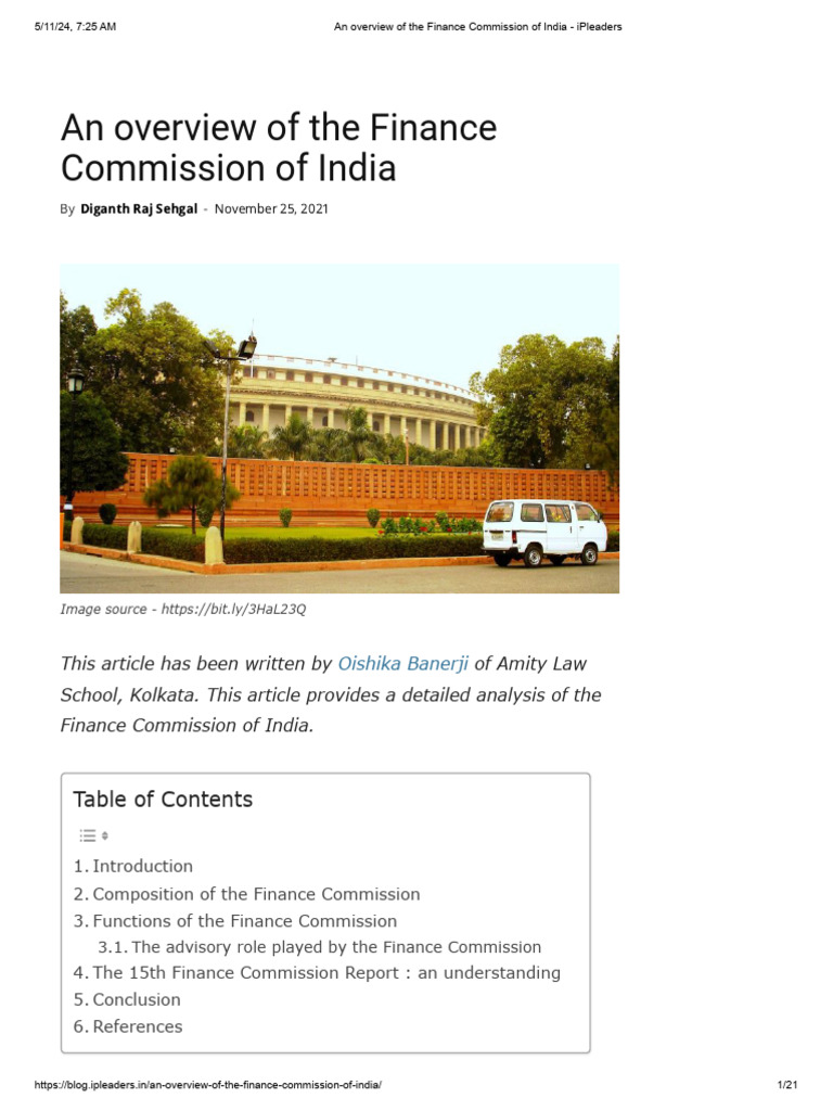 Overview of India's Finance Commission | PDF | Economy Of India ...