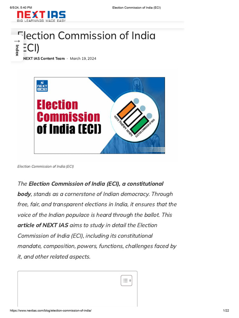 Election Commission of India (ECI) | PDF | Electoral Fraud | Elections