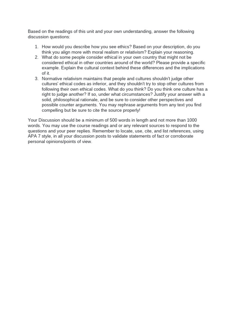 PHIL 1404 - Unit 1 DF 01 | PDF | Morality | Experience