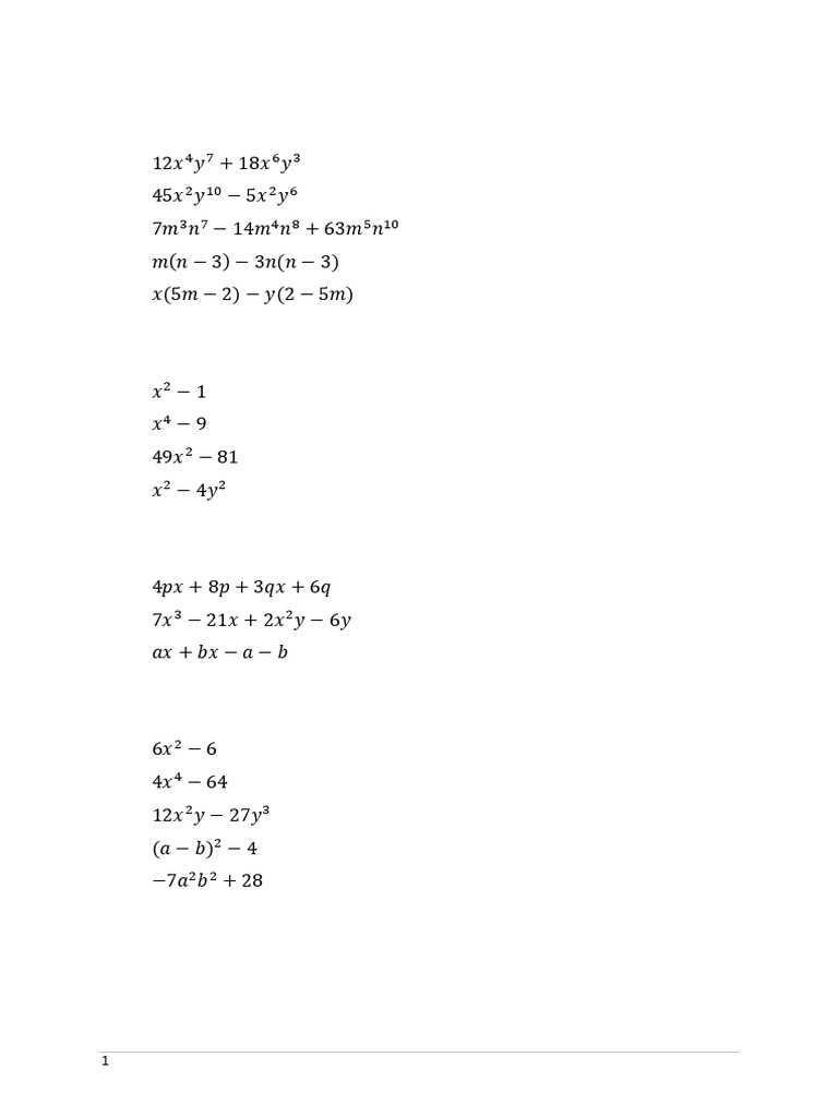 1 - Revise My Skills - Factorisation 1 | PDF