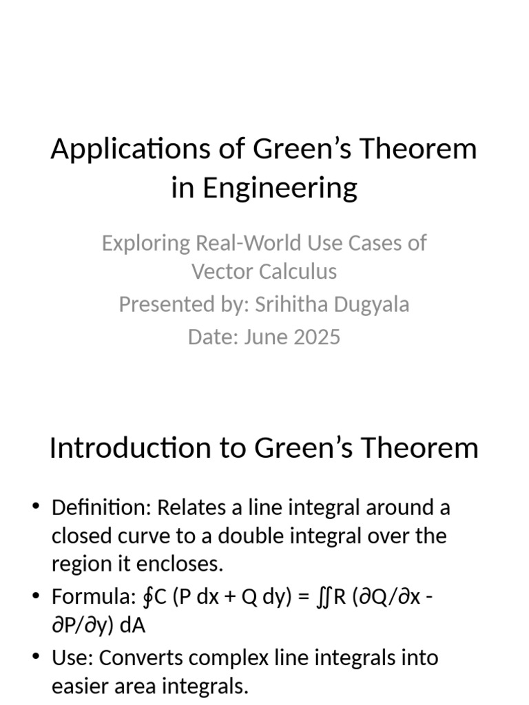 Greens Theorem Applications | PDF