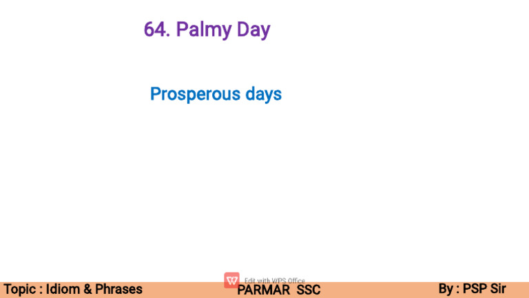 Palmy Day: Prosperous Days | PDF