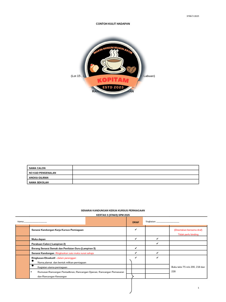 Senarai Kandungan Tugasan 2025 | PDF