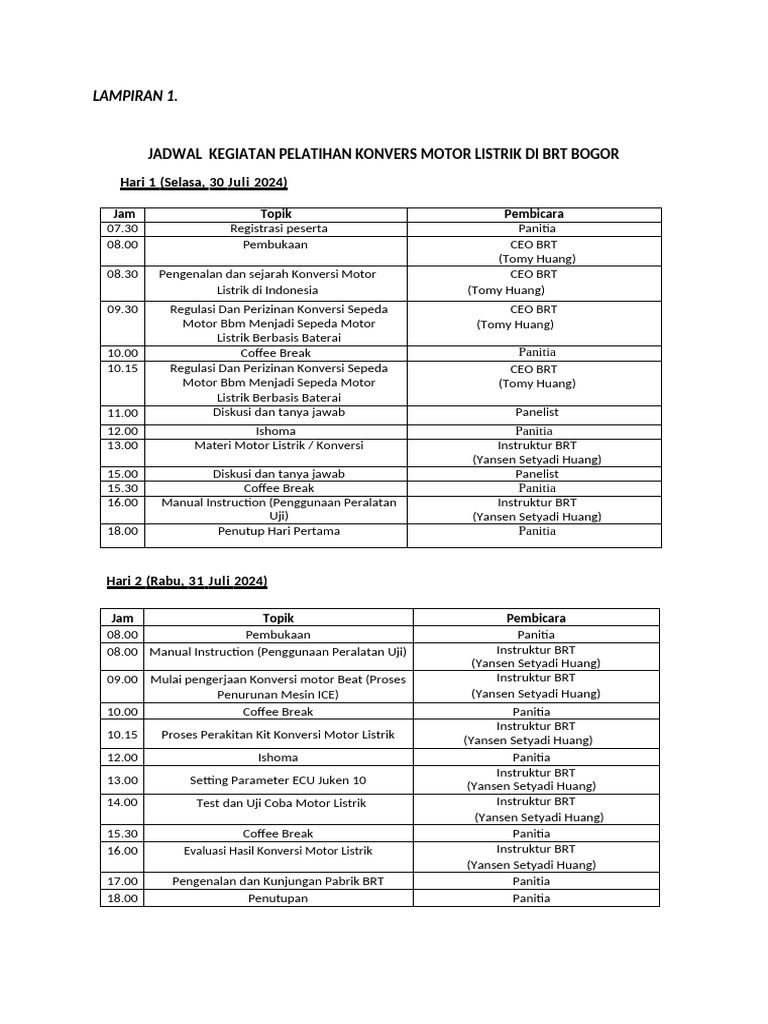 Lampiran 1. Jadwal Kegiatan | PDF