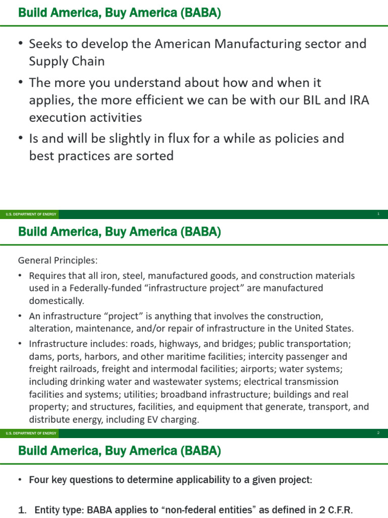 Build America, Buy America Overview | PDF | Infrastructure | Transport