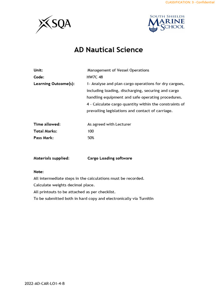 2022 Ad Car Lo1+4 B Questions | PDF | Plagiarism | Cargo