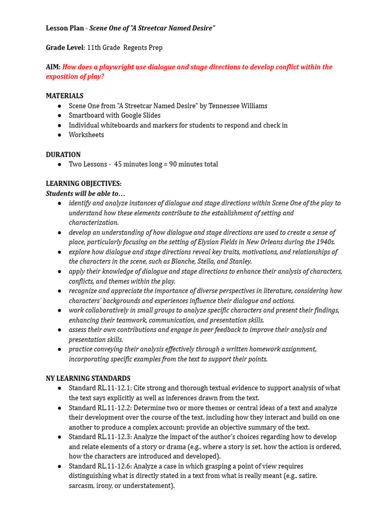 Scene One of _A Streetcar Named Desire_ (Online Course) | PDF | Jesus