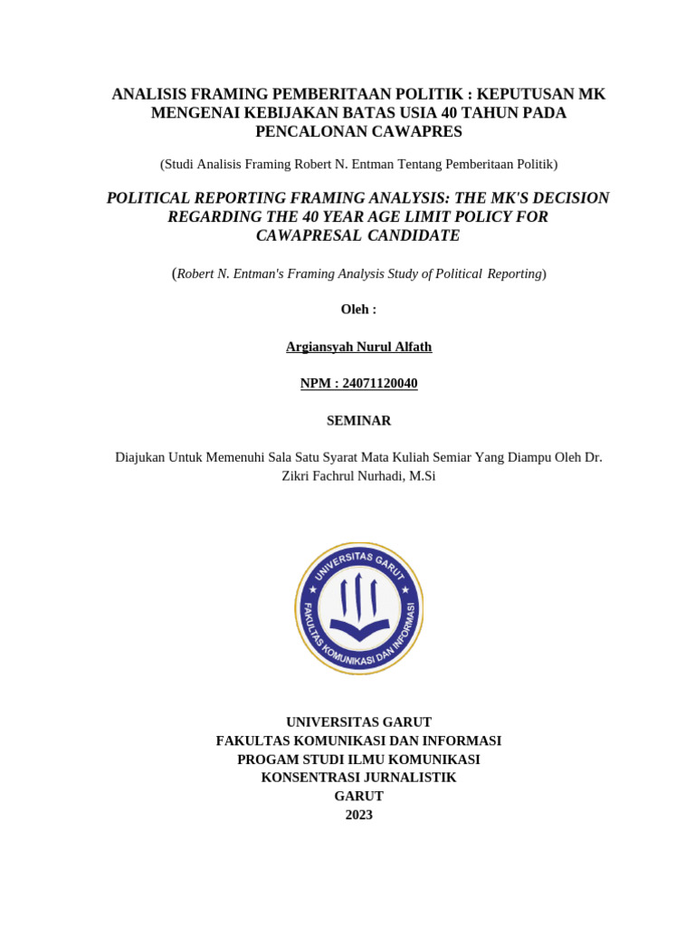 Analisis Framing Pemberitaan Politik | PDF