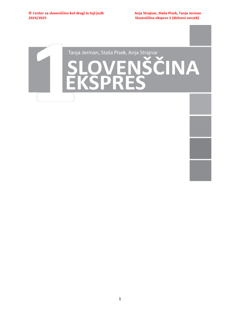 Delovni Zvezek SE Samo123 2024-25 | PDF