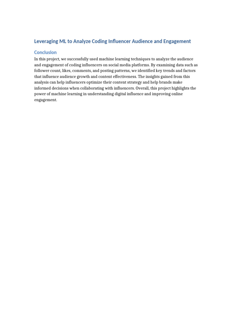 Coding Influencer Analysis Conclusion | PDF