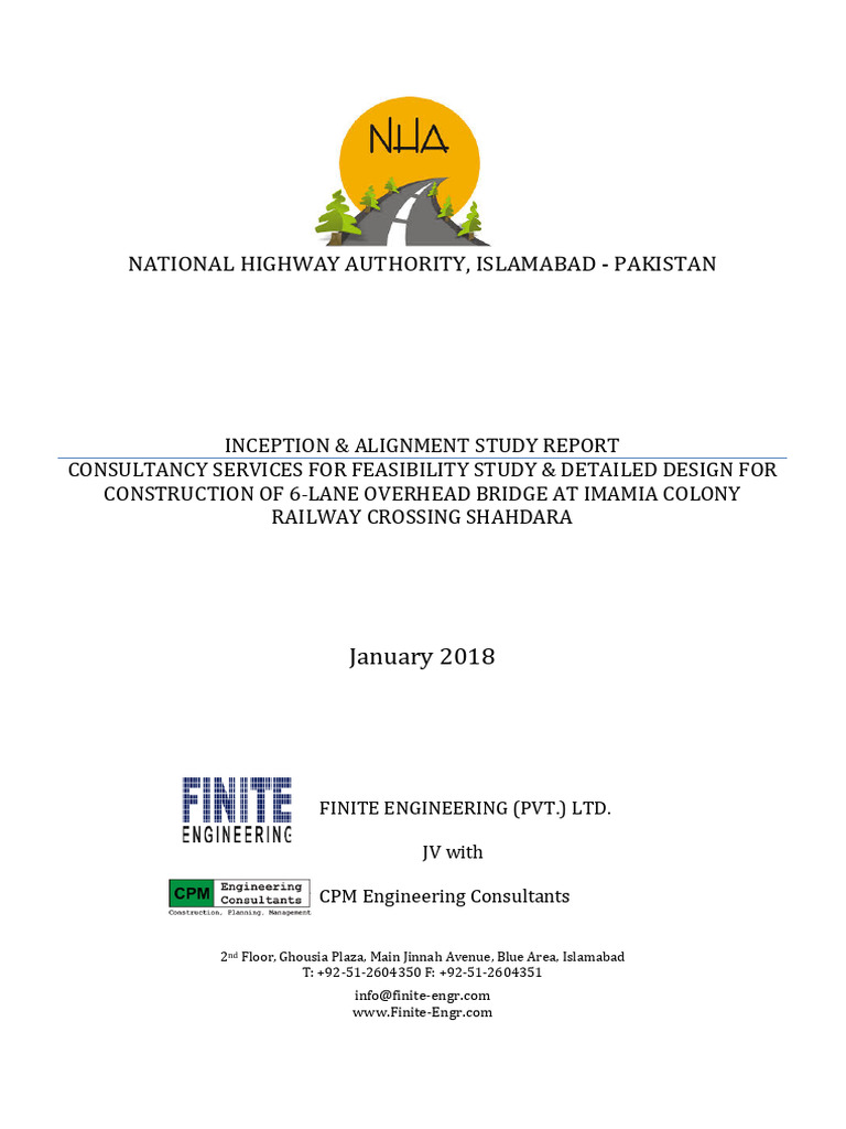 Inception Report (Imamia Colony) | PDF | Surveying | Road