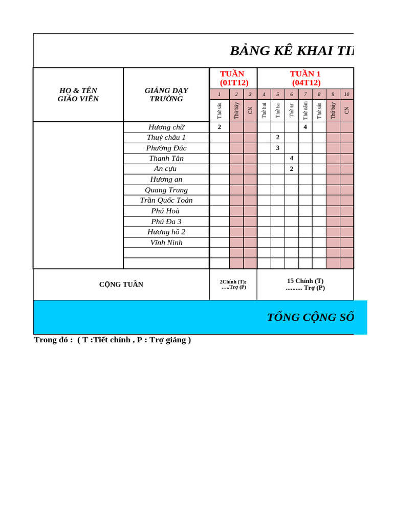 Bản Sao Le Thi Bich Lien BẢNG KÊ T12 | PDF