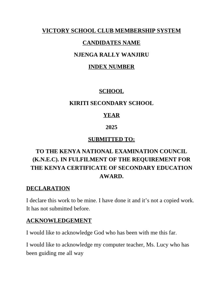 Victory School Club Membership System (Rally) | PDF