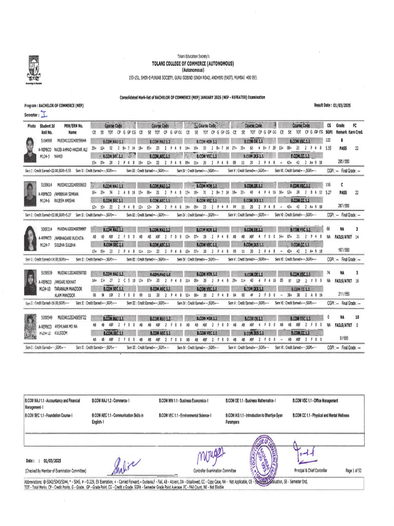 BCom Sem I NEP Repeater | PDF