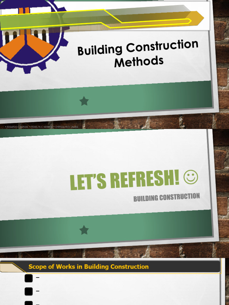 Building Construction Method 10082019 | PDF | Framing (Construction) | Concrete