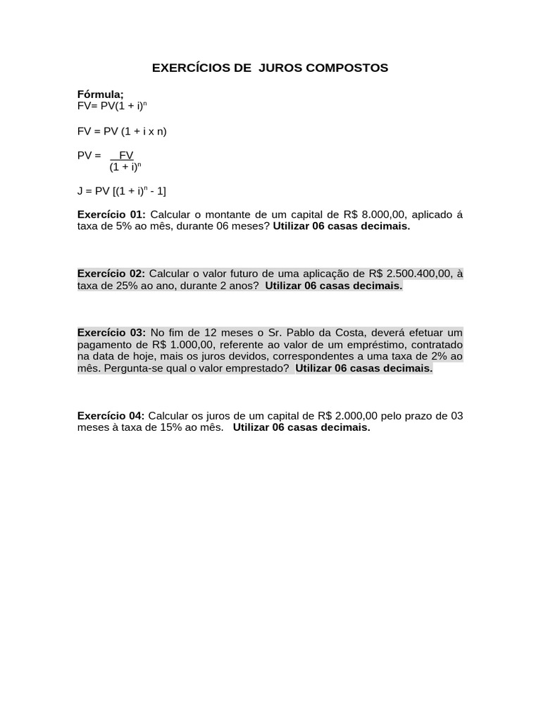 3º Novotec Adm Afo-turma a e B-cálculo de Juros Compostos-exercícios-09 ...
