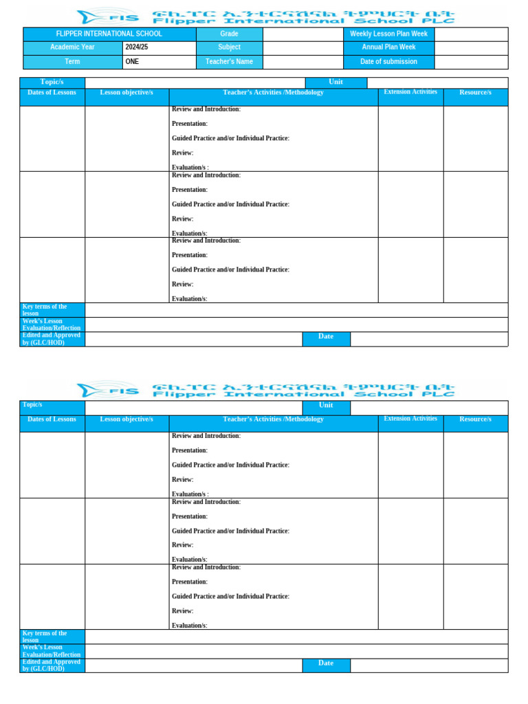 Weekly Plan Format Edited | PDF | Education Theory | Learning