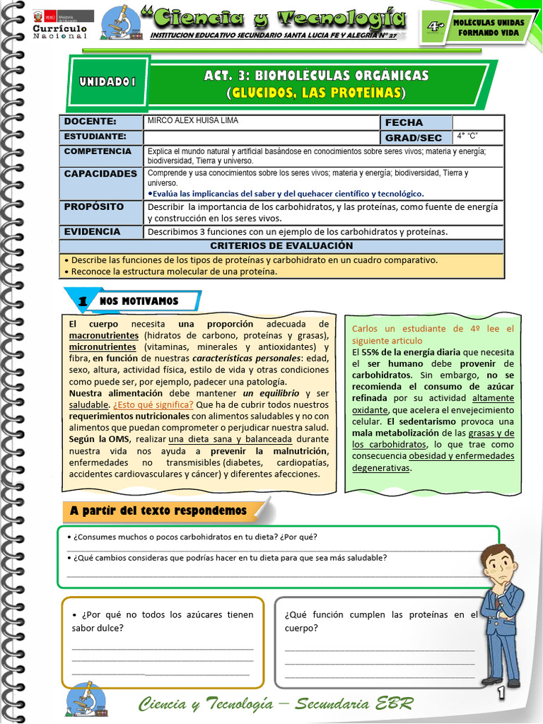 C4º Act 3-Cyt-U1 | PDF | Carbohidratos | Proteínas