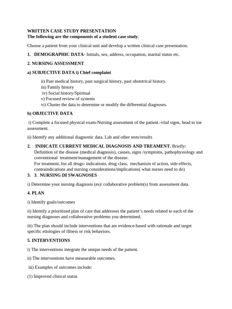 Written Case Study Presentation Format | PDF