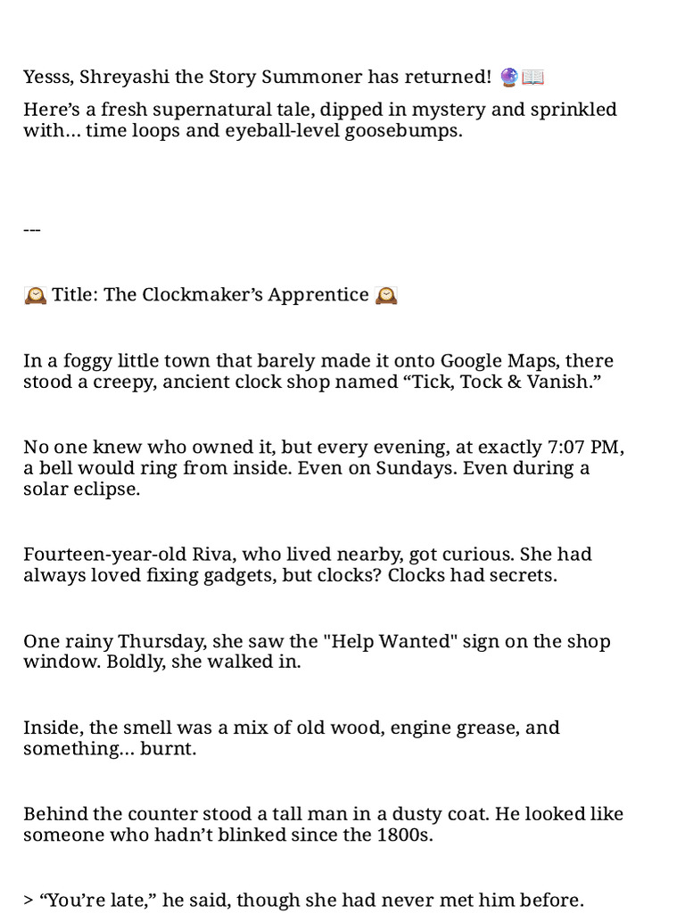 Clockmakers Apprentice | PDF