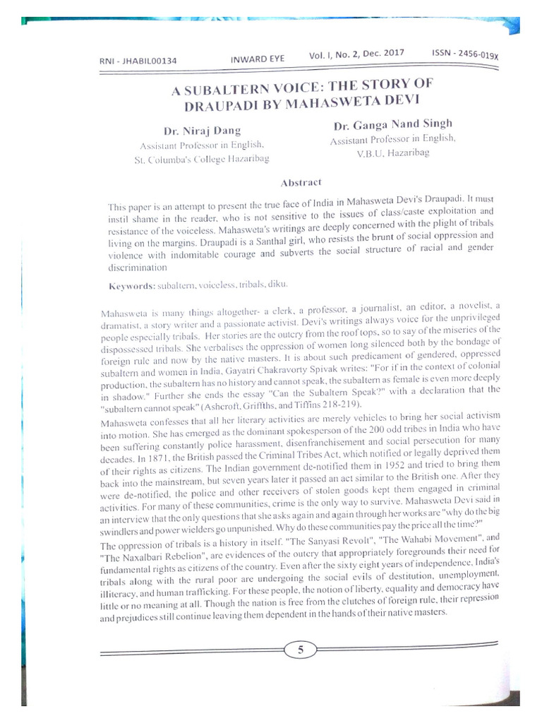 Dr. Niraj Dang the Story of Draupadi | PDF