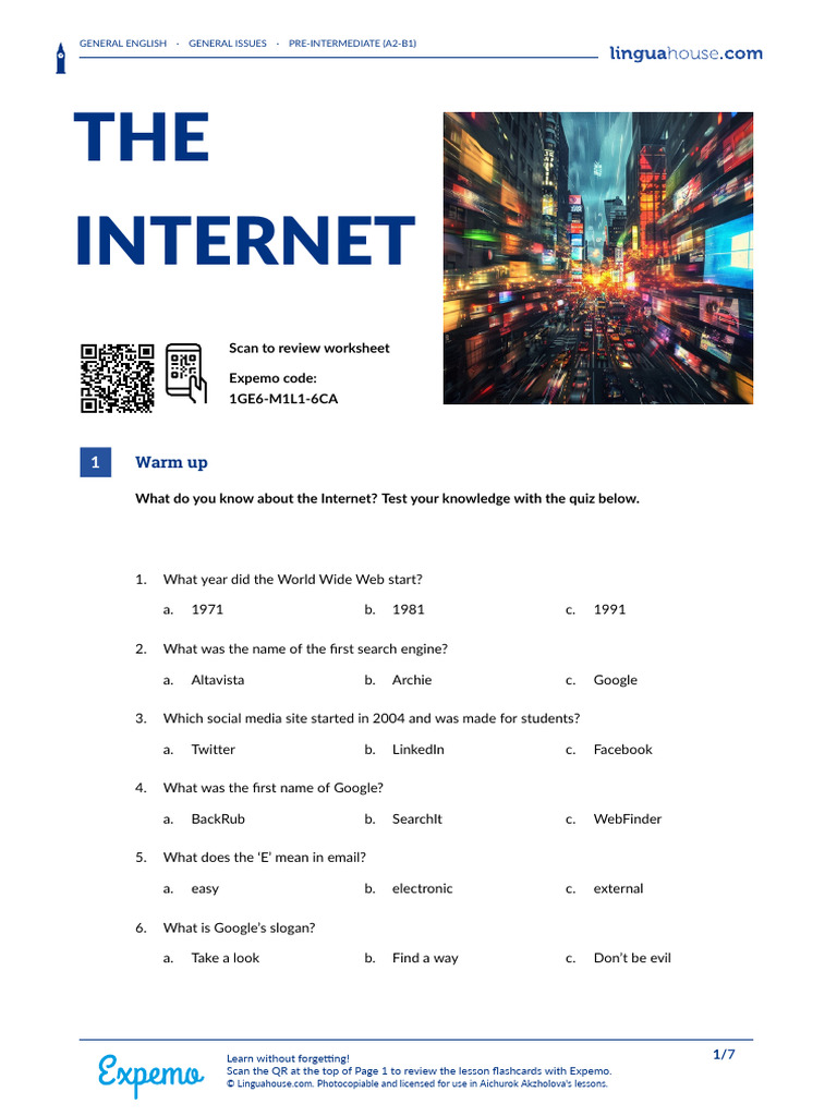 The Internet British English Student A2 B1 | PDF | Internet | Social Media