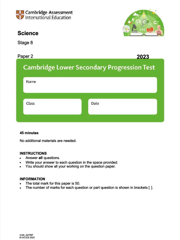 Stage 8 Science Paper 2 Exam 2023 | PDF | Asteroid | Chemical Reactions