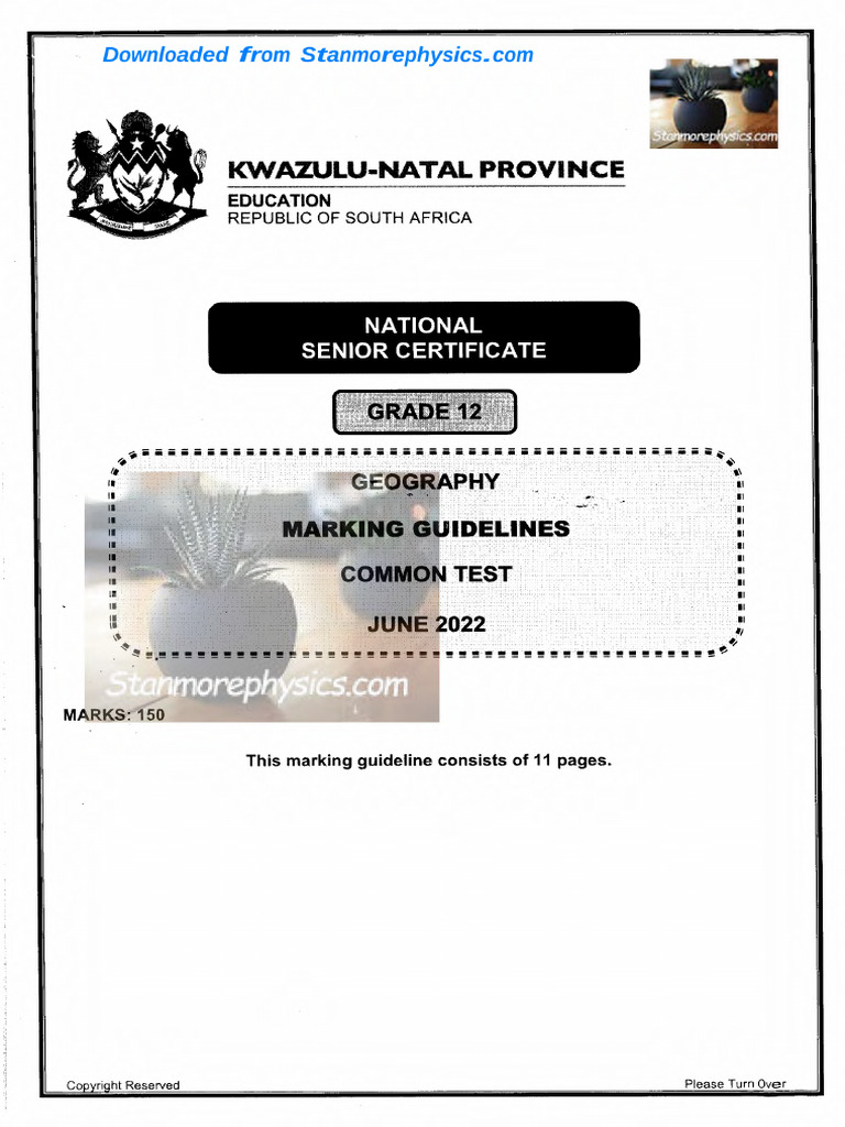 Geography Grade 12 June 2022 Memo Ultradeep - Co.za | PDF