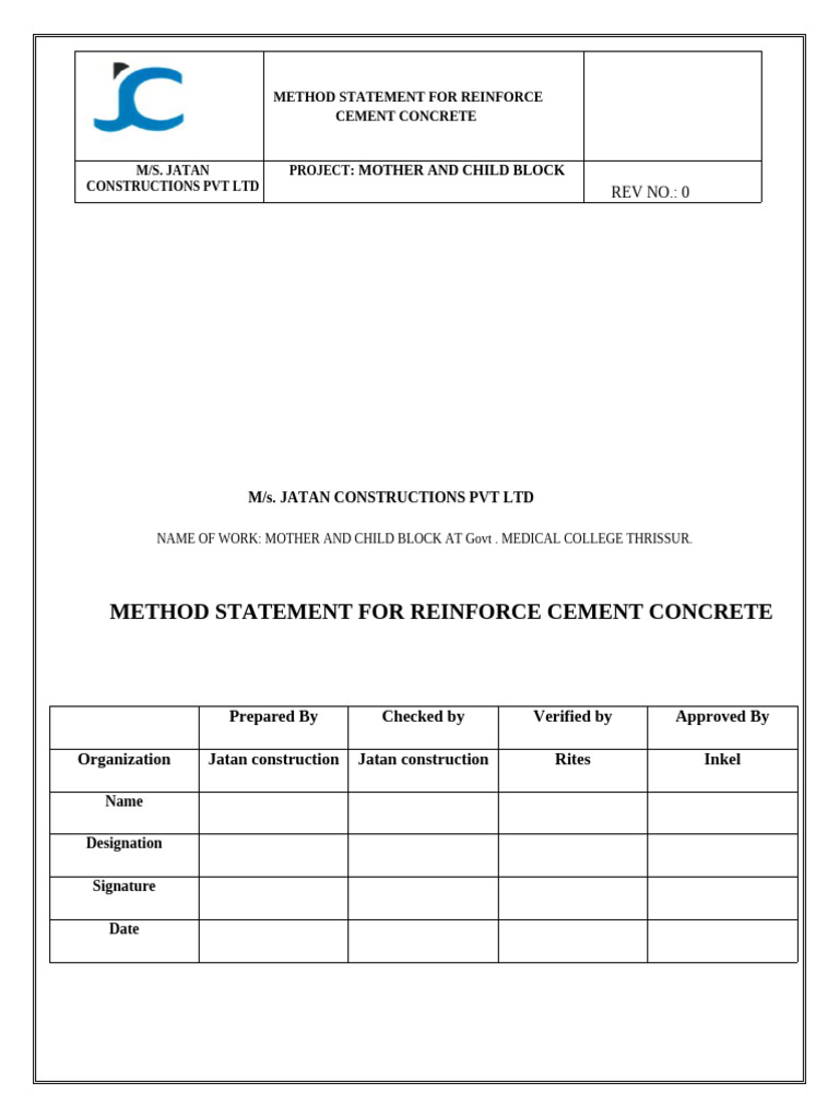 RCC Shuttering and MCCB Method Statement | PDF | Concrete | Building ...