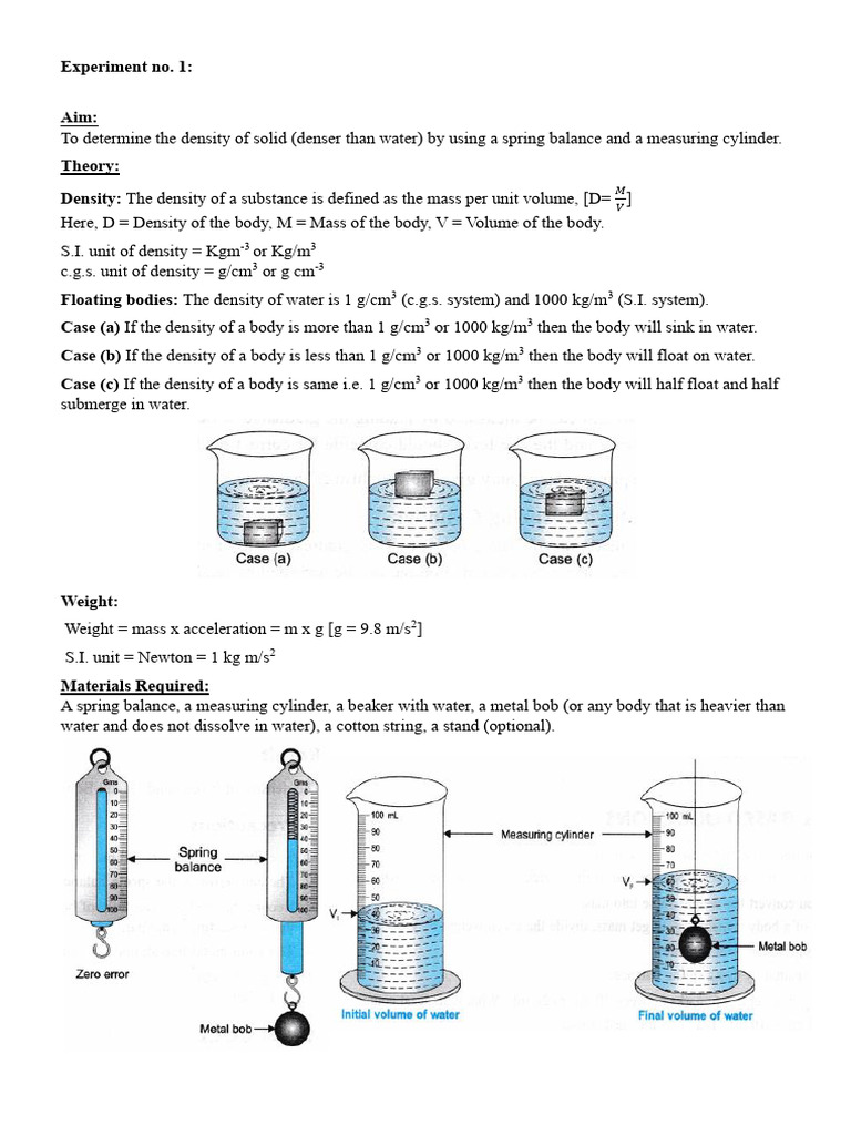 Ix Physics Practicals 25-26 | PDF | Density | Buoyancy