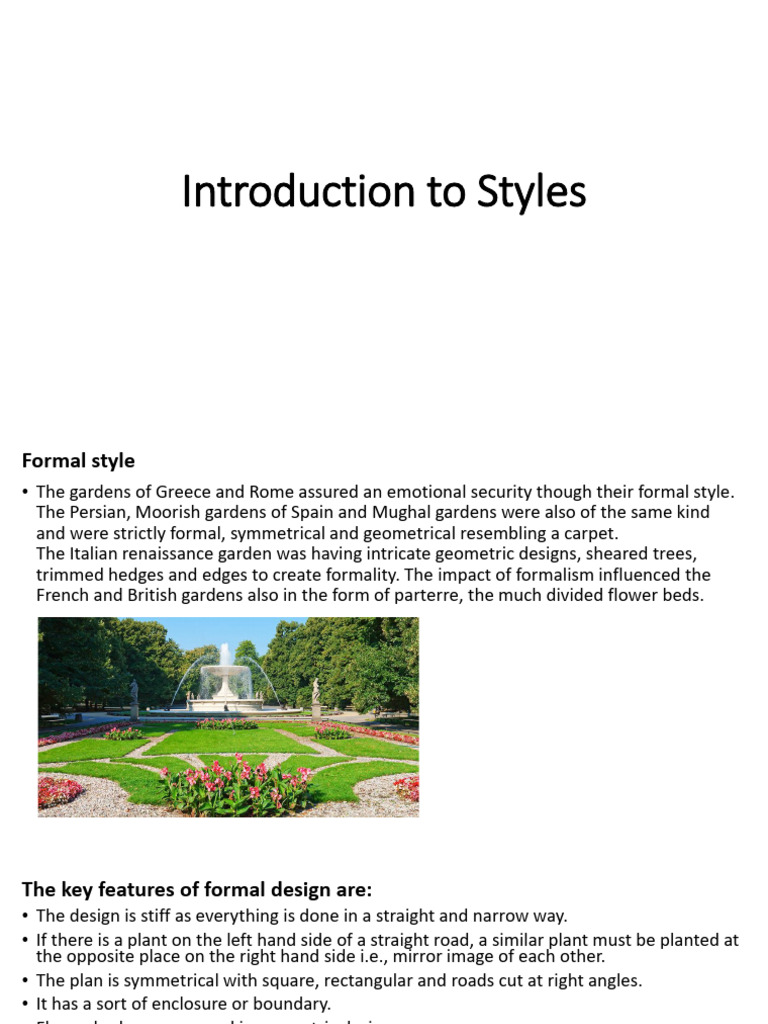 Key Features of Garden Styles | PDF | Gardens | Nature