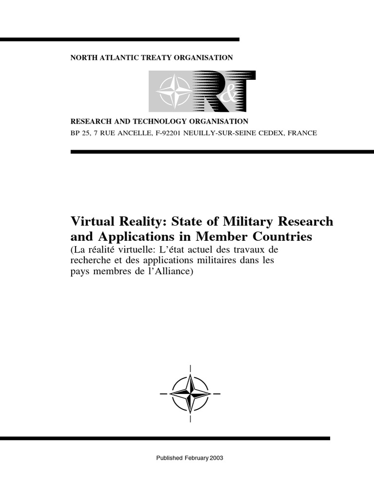 Virtual Reality: State of Military Research and Applications in Member ...