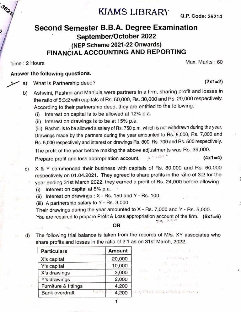 Financial Accounting & Reporting - 2nd Sem - Oct 2022 | PDF