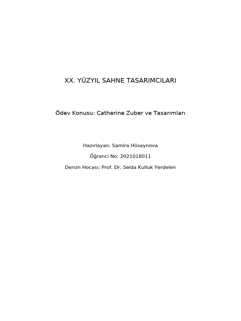 Catherine Zuber Odev Samira Huseynova | PDF
