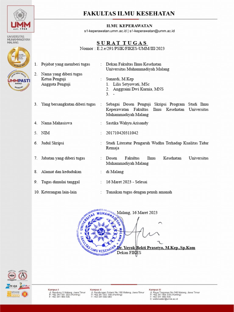 Surat Tugas Penguji Sastika Wahyu Arisandy | PDF