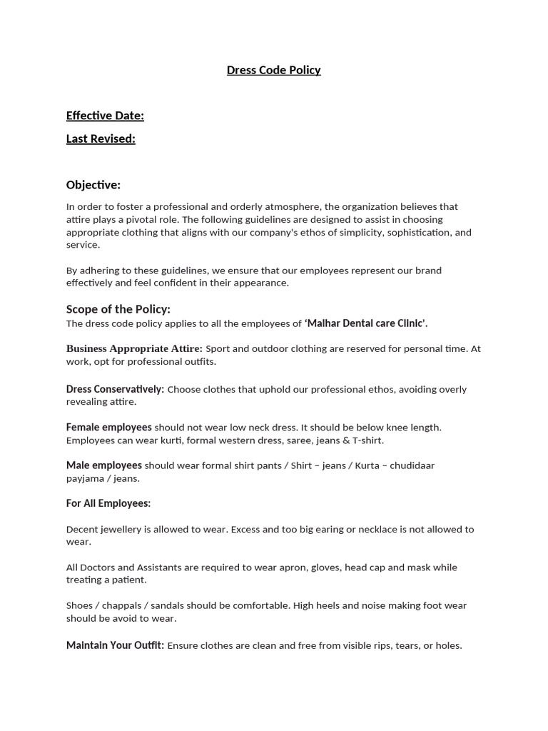 Dress Code Policy | PDF