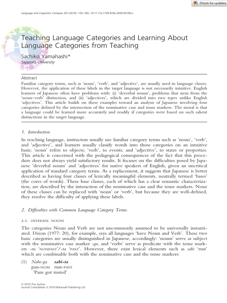 Teaching Language Categories and Learning About Language Categories ...