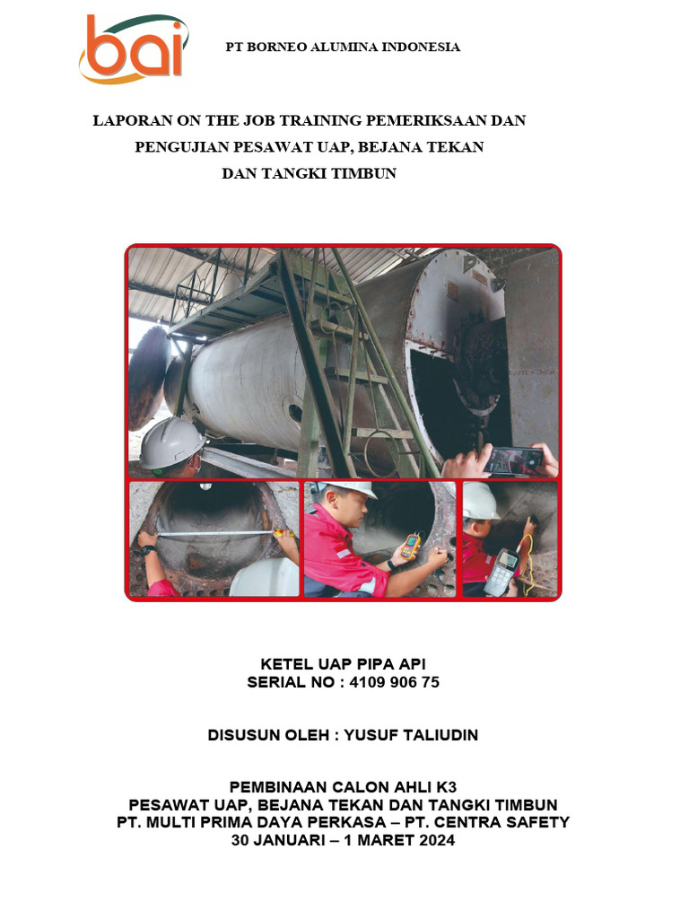 Yusuf Taliudin Laporan OJT Ketel Uap Pipa API | PDF